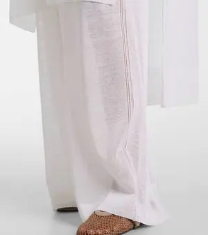Alaïa Linen And Silk Wide-leg Pants - White