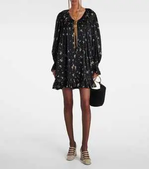 Chloé Gathered Silk Charmeuse Minidress