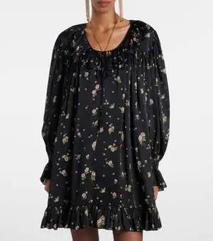 Chloé Gathered Silk Charmeuse Minidress