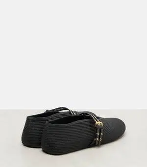 Alaïa Leather-trimmed Ballet Flats - Black
