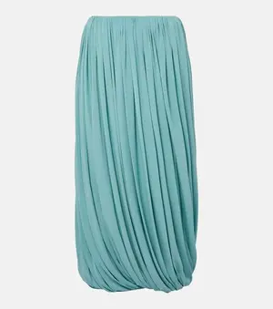 Alaïa Gathered Jersey Midi Skirt