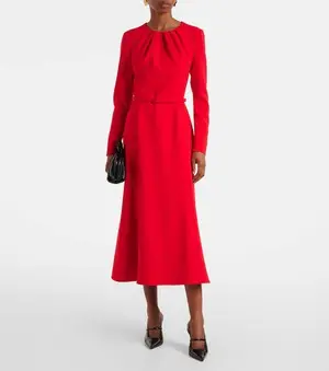 Carolina Herrera Belted Crepe Midi Dress