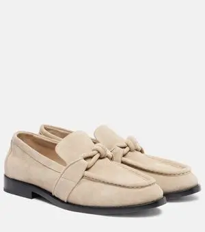 Bottega Veneta Astaire Knot Suede Loafers - Beige
