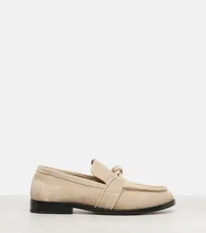 Bottega Veneta Astaire Knot Suede Loafers - Beige