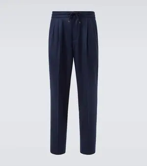 Brunello Cucinelli Virgin Wool Straight Leg Trousers - Blue