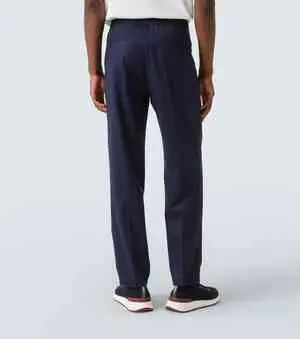 Brunello Cucinelli Virgin Wool Straight Leg Trousers - Blue