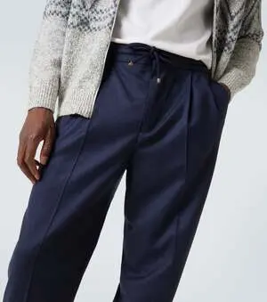 Brunello Cucinelli Virgin Wool Straight Leg Trousers - Blue