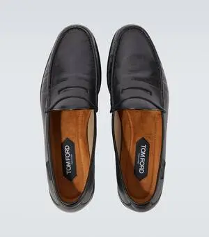 TOM FORD York Leather Penny Loafers