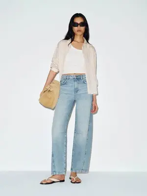 REFORMATION Tyler Mid Rise Barrel Jeans - Blue