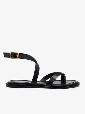REFORMATION Jane Flat Sandal - Black