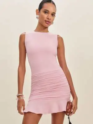 REFORMATION Amelia Knit Mini Dress - Pink