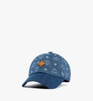Mcm Classic Cap In Monogram Denim Jacquard - Denim Blue