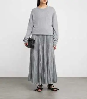 TOTEME Organic Cotton-blend Pleated Midi Skirt