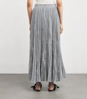 TOTEME Organic Cotton-blend Pleated Midi Skirt