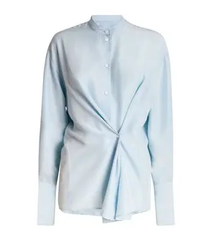 Max & Co. Silk Shirt With Button Detail - Blue