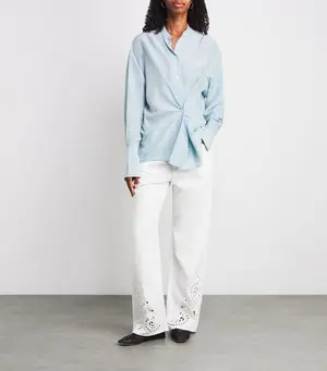 Max & Co. Silk Shirt With Button Detail - Blue