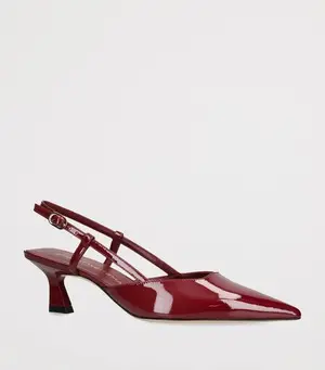 STUART WEITZMAN Patent Leather Vinnie Slingback Pumps 50 - Red