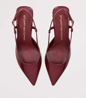 STUART WEITZMAN Patent Leather Vinnie Slingback Pumps 50 - Red