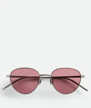 BOTTEGA  VENETA Intrecciato Panthos Sunglasses - Ruthenium/red