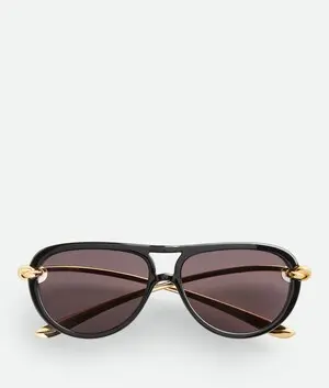 BOTTEGA  VENETA Knot Aviator Sunglasses - Black/gray