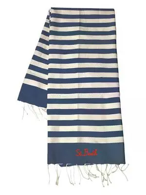 MC2 SAINT BARTH Striped Fringed Towel - Blue