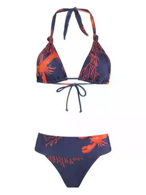 BRIGITTE Graphic-print Halterneck Bikini - Blue