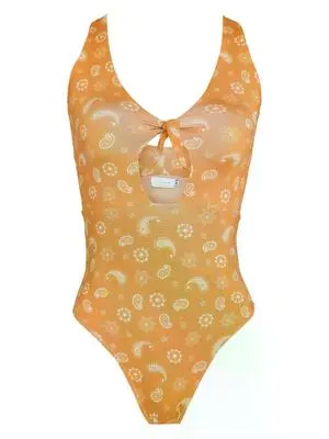 BRIGITTE Paisley-print One-piece Swimsuit - Orange