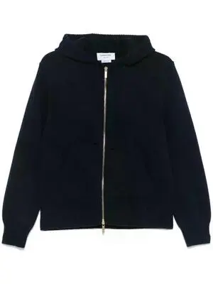 Thom Browne Goose-intarsia Zipped Hoodie - Black