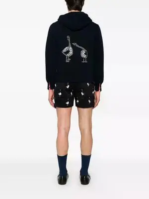 Thom Browne Goose-intarsia Zipped Hoodie - Black
