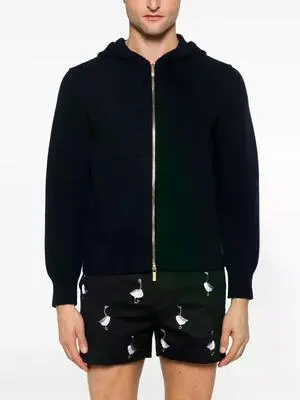 Thom Browne Goose-intarsia Zipped Hoodie - Black