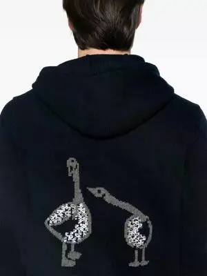 Thom Browne Goose-intarsia Zipped Hoodie - Black