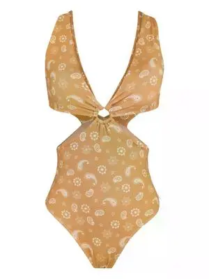 BRIGITTE Paisley-print One-piece Swimsuit - Yellow