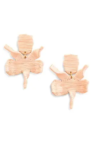 Lele Sadoughi Raffia Paper Lily Drop Earrings - Natural