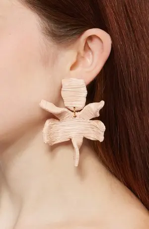 Lele Sadoughi Raffia Paper Lily Drop Earrings