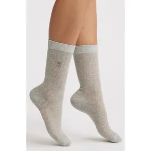 HIGH HEEL JUNGLE Kate Pointelle Bow Crew Socks - Grey