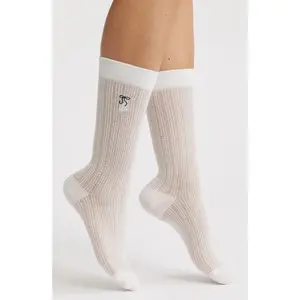 HIGH HEEL JUNGLE Kate Pointelle Bow Crew Socks - White/ Black