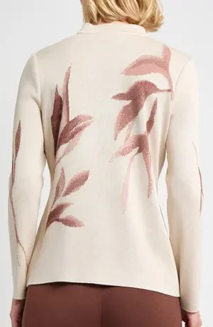 Misook Botanical Jacquard Knit Top