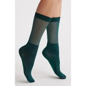 HIGH HEEL JUNGLE Shimmery Lights Crew Socks - Blue Green