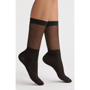 HIGH HEEL JUNGLE Shimmery Lights Crew Socks - Coffee
