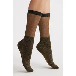 HIGH HEEL JUNGLE Shimmery Lights Crew Socks - Gold