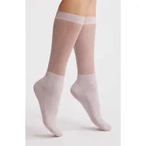 HIGH HEEL JUNGLE Shimmery Lights Crew Socks - Light Pink
