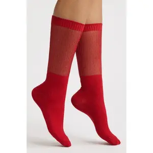 HIGH HEEL JUNGLE Shimmery Lights Crew Socks - Red