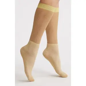 HIGH HEEL JUNGLE Shimmery Lights Crew Socks Yellow