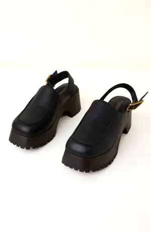 Charlotte Stone Carlos Slingback Platform Clogs - Black