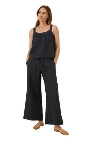 PACT Organic Cotton Double Gauze Square Neck Cami - Black