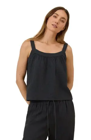 PACT Organic Cotton Double Gauze Square Neck Cami - Black
