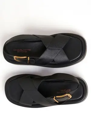 Charlotte Stone Anto Slingback Flatform Sandal - Black