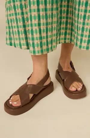 Charlotte Stone Anto Slingback Flatform Sandal - Umber