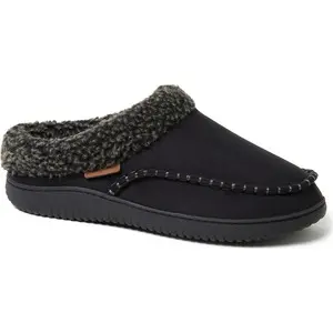 DEARFOAMS Marshall Microsuede Moccasin Clog Slippers - Black