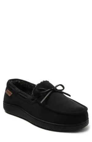 DEARFOAMS Pierce Faux Shearling Moccasin Slippers - Black